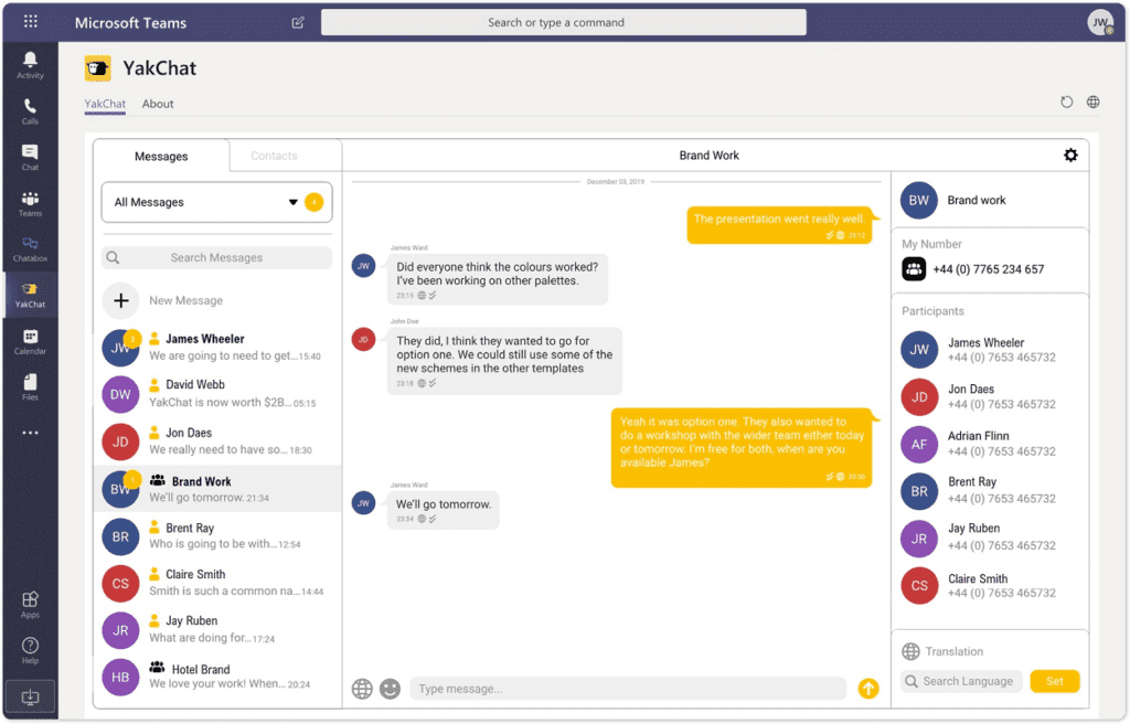 Microsoft Teams SMS - YakChat